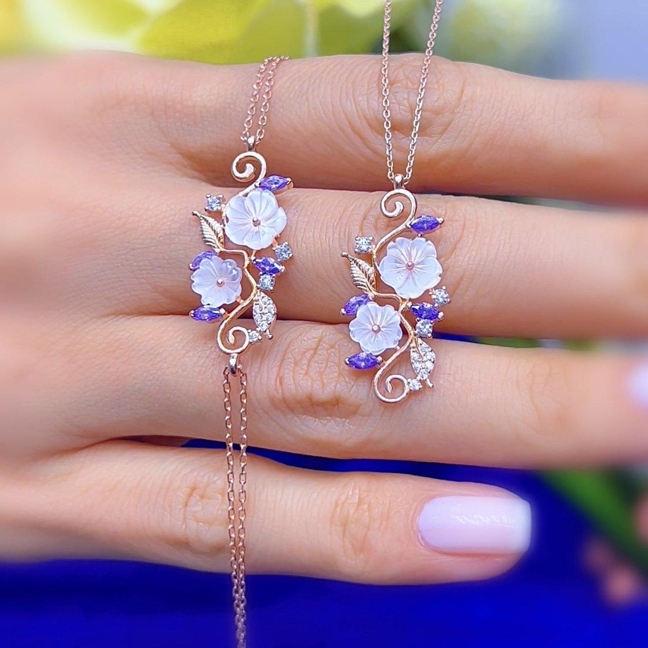 Liefdestuin 925 Zilveren Ketting & Armband Set met Amethist – Ozjewels